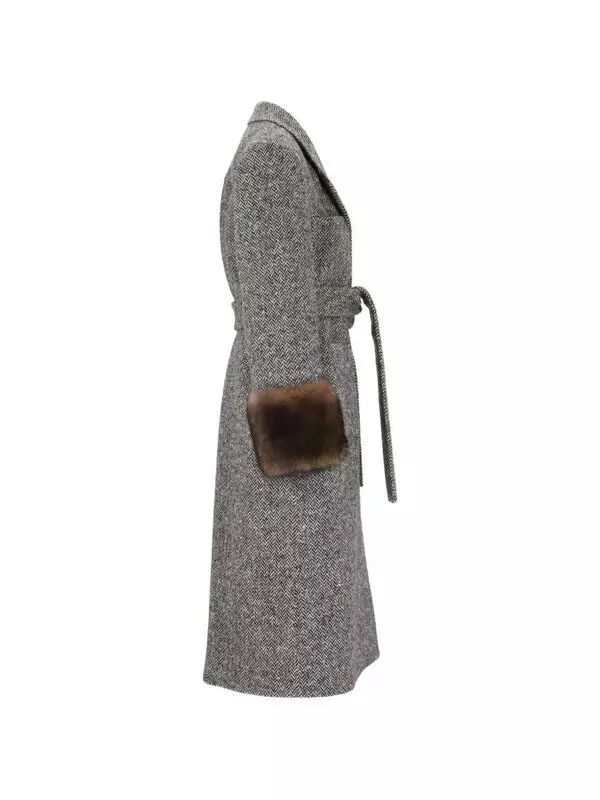 Valentino Garavani Chevron-knit Shearling-trim Coat