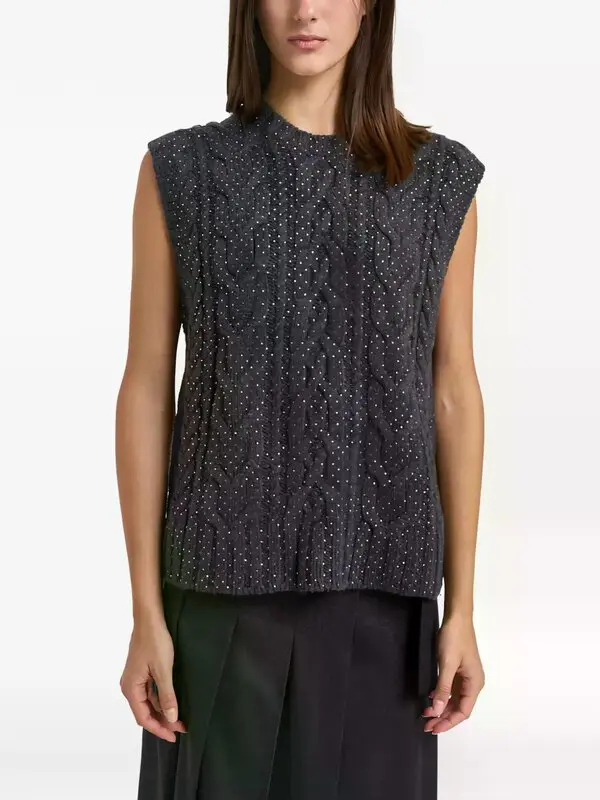 P.a.r.o.s.h Cable-knit Rhinestone-embellished Sweater