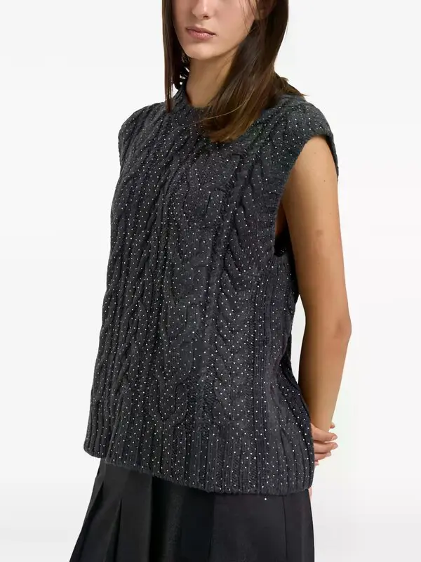 P.a.r.o.s.h Cable-knit Rhinestone-embellished Sweater