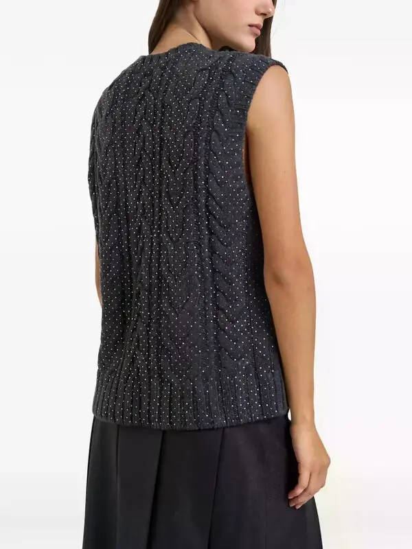 P.a.r.o.s.h Cable-knit Rhinestone-embellished Sweater