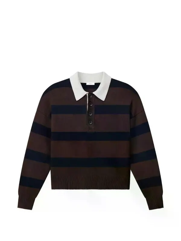 A.L.C. Alexa Striped Polo Top - Brown