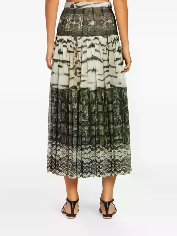 Roberto Cavalli Printed Pleated Midi Skirt