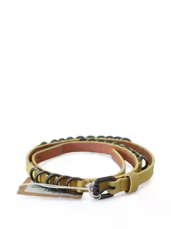 John Galliano Ring-embellished Leather Belt - Yellow