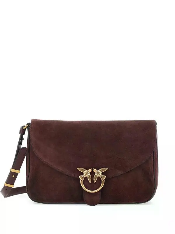 Pinko Love Birds Suede Shoulder Bag - Brown