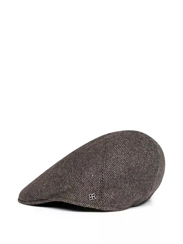 Tagliatore Chevron-pattern Segmented Flat Cap - Brown