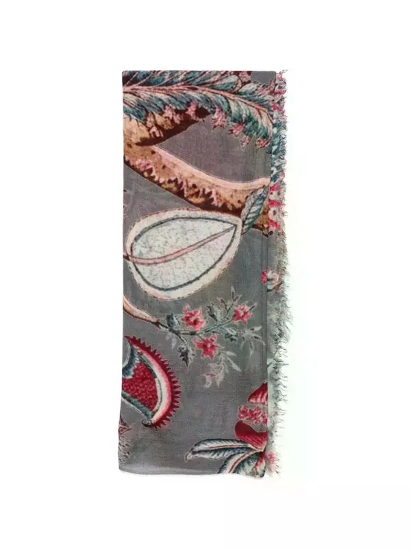 MOULETA Floral-print Frayed Scarf