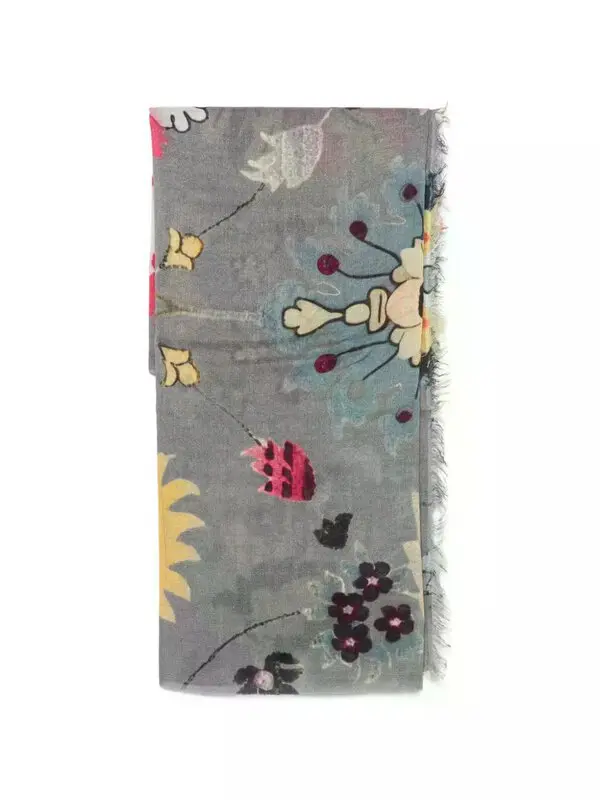 MOULETA Floral-print Frayed Scarf