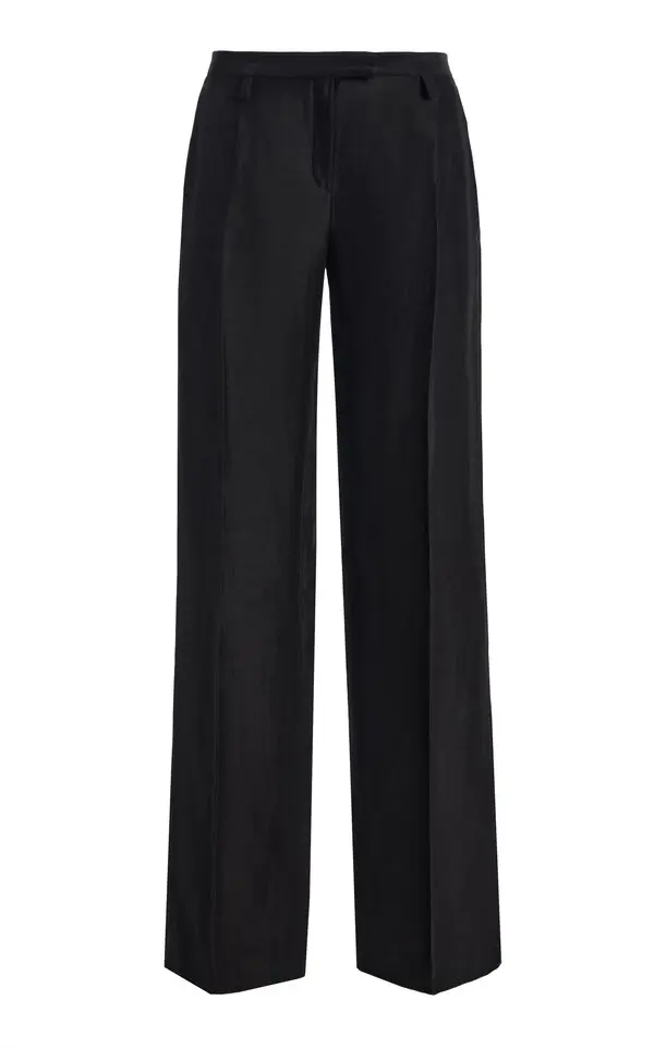Calvin Klein Emely Low-rise Linen-silk Straight-leg Pants - Black