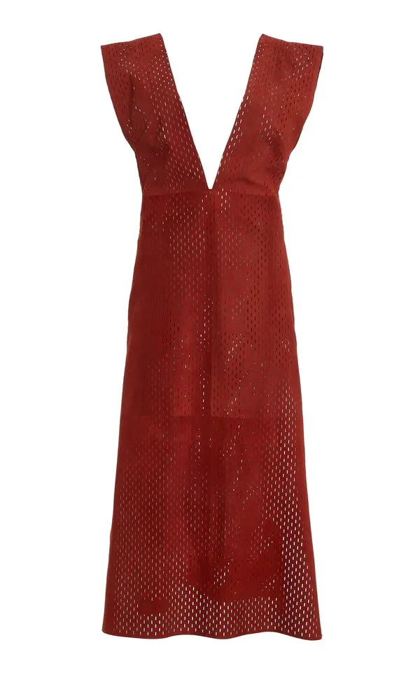 Calvin Klein Mila Cutout Leather Maxii Dress