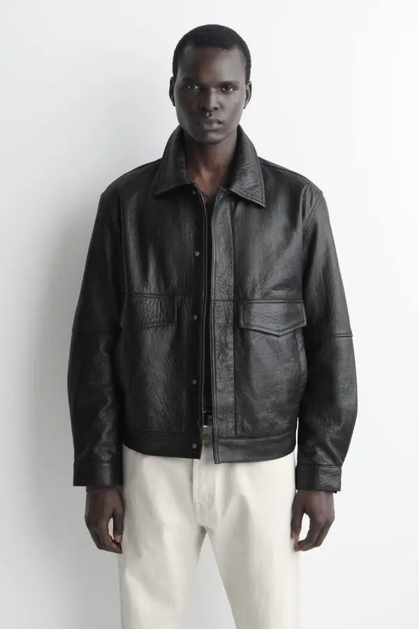 Cos Leather Flight Jacket