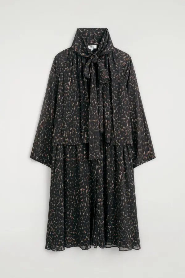 Cos Leopard-print Fluid Scarf-detail Dress