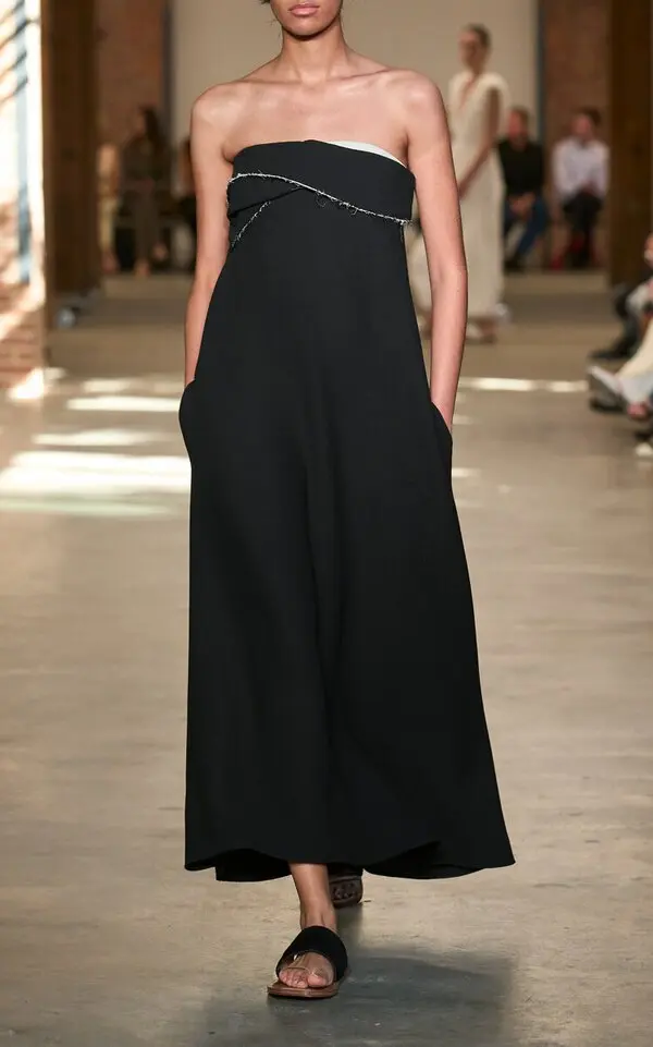 Calvin Klein Lavander Strapless Virgin-wool Midi Dress