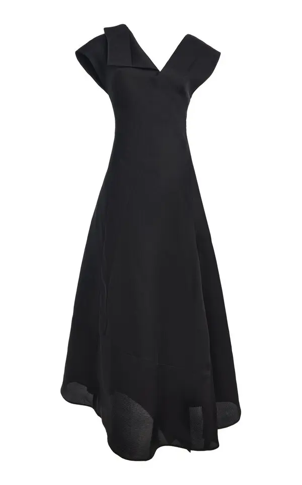 Calvin Klein Casey Asymmetric Silk Maxi Dress