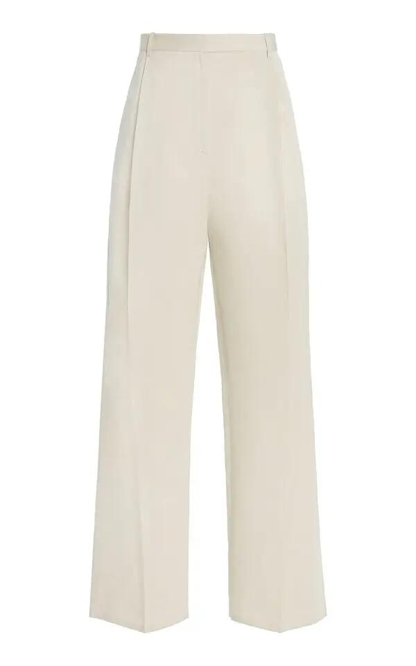 Calvin Klein Reyna Mid-rise Cotton-blend Wide-leg Pants - Neutral