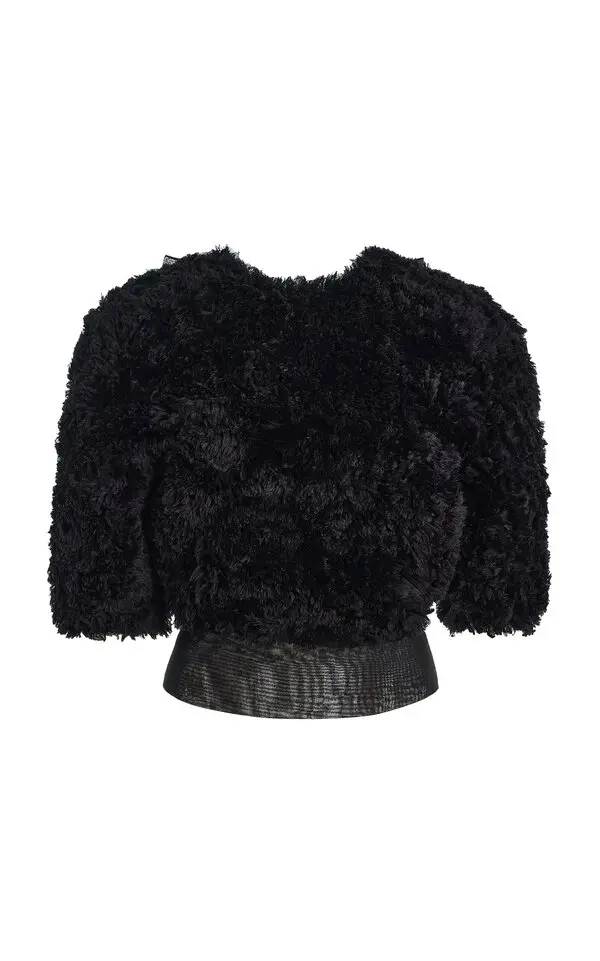 Calvin Klein Chiffon Flower Cotton Top - Black