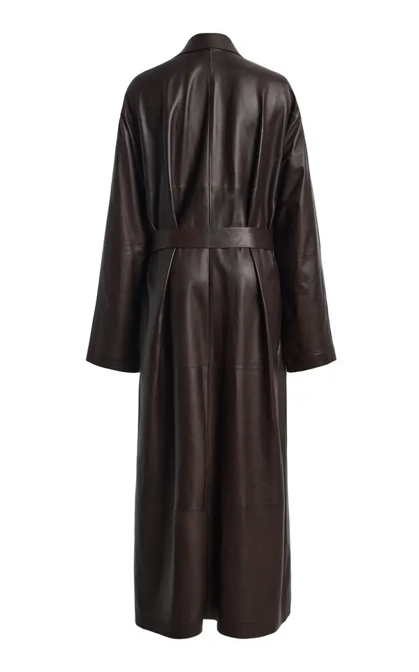 Calvin Klein Cicely Belted Leather Coat