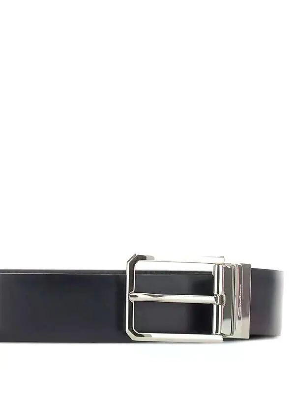 Santoni Logo Buckle Leather Belt - Blue