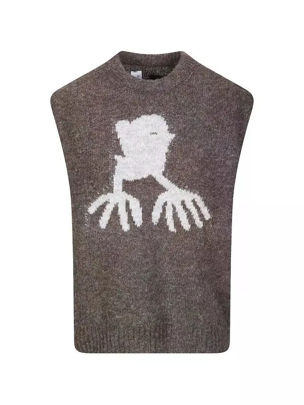 THIBAULT VAN DER STRAETE Graphic-intarsia Sleeveless Vest - Brown