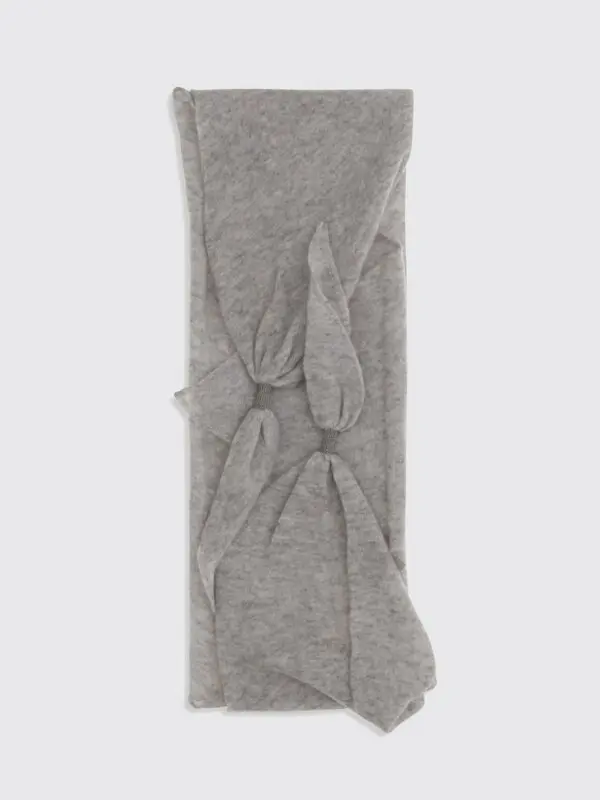 Brunello Cucinelli Triangular Cashmere Scarf With Embroidery And Monili - Grey