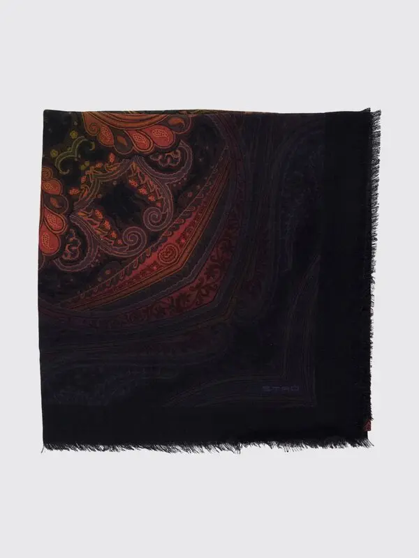Etro Wool And Silk Blend Scarf With Paisley Motif And Fringed Hem - Multicolor
