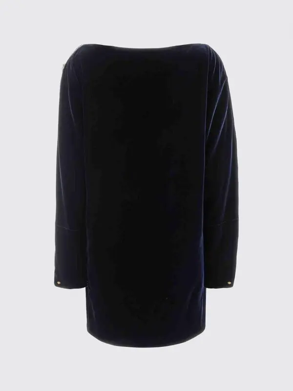 Versace Velvet Mini Sheath Dress With Rhinestones And Round Neck