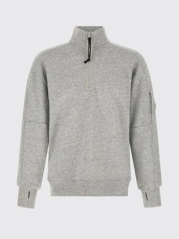 C.P. COMPANY High-neck Sweatshirt In Cotton With Half-zip Fastening - Grey