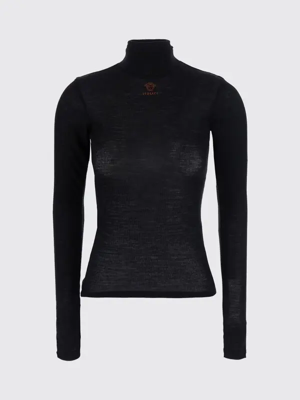 Versace Slim Fit Turtleneck Jumper In Cotton-blend With Long Sleeves