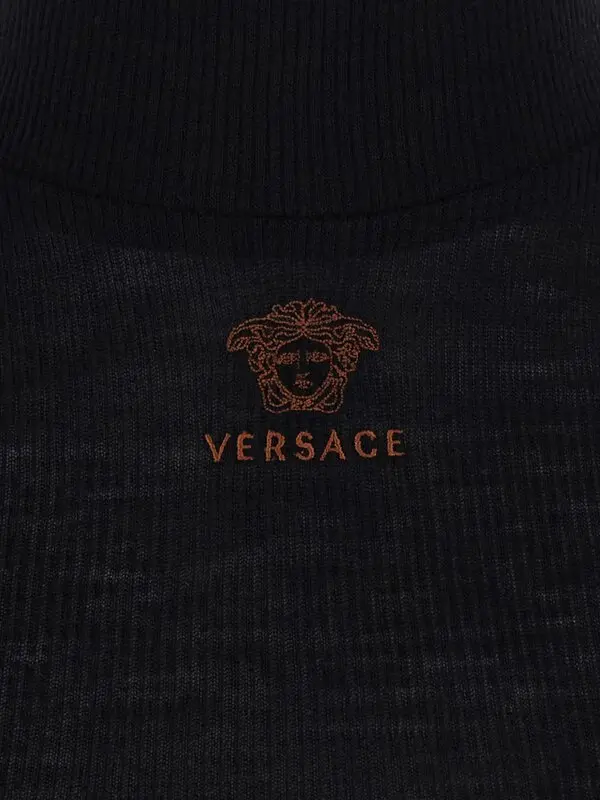 Versace Slim Fit Turtleneck Jumper In Cotton-blend With Long Sleeves