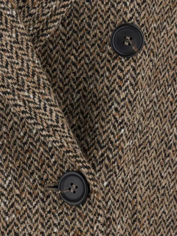 Brunello Cucinelli Double-breasted Chevron Wool Blazer With Peak Lapels