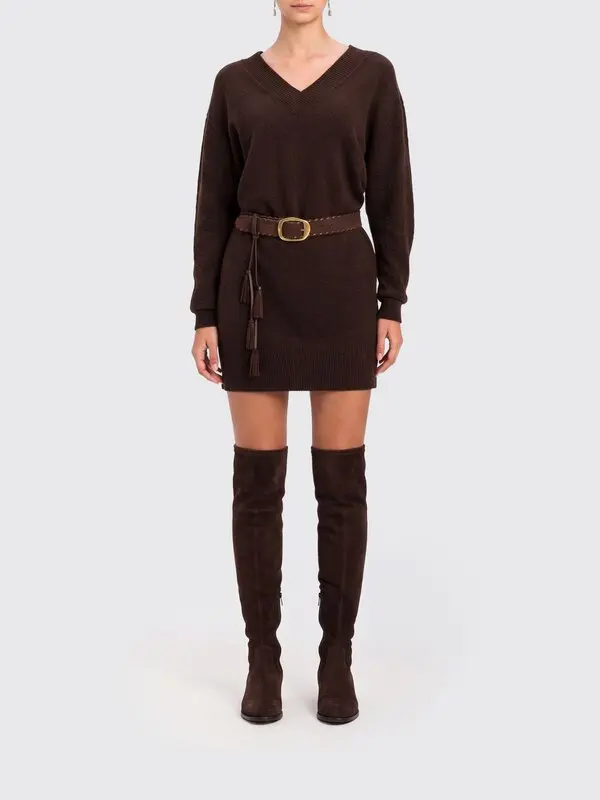 TWINSET Wool And Cashmere Blend Knit Mini Dress With V-neck