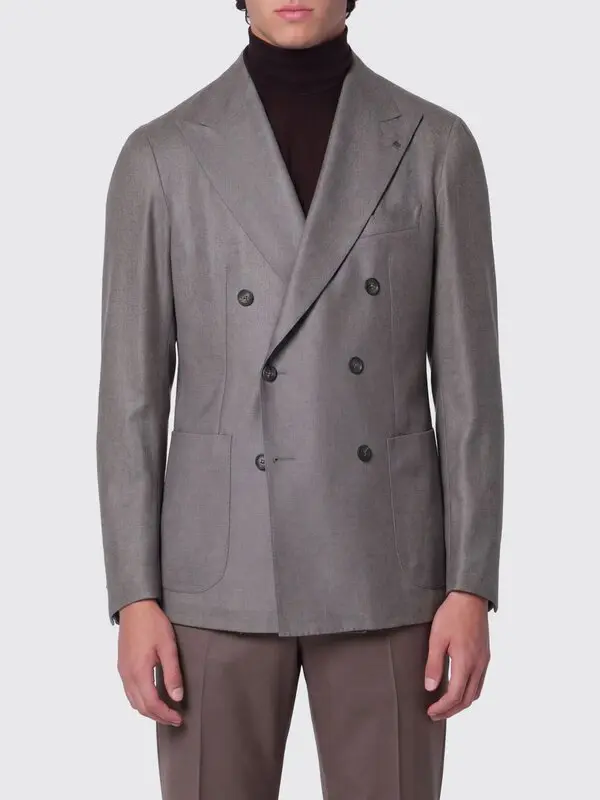 Tagliatore Double-breasted Wool And Cashmere Blazer With Peak Lapels - Grey