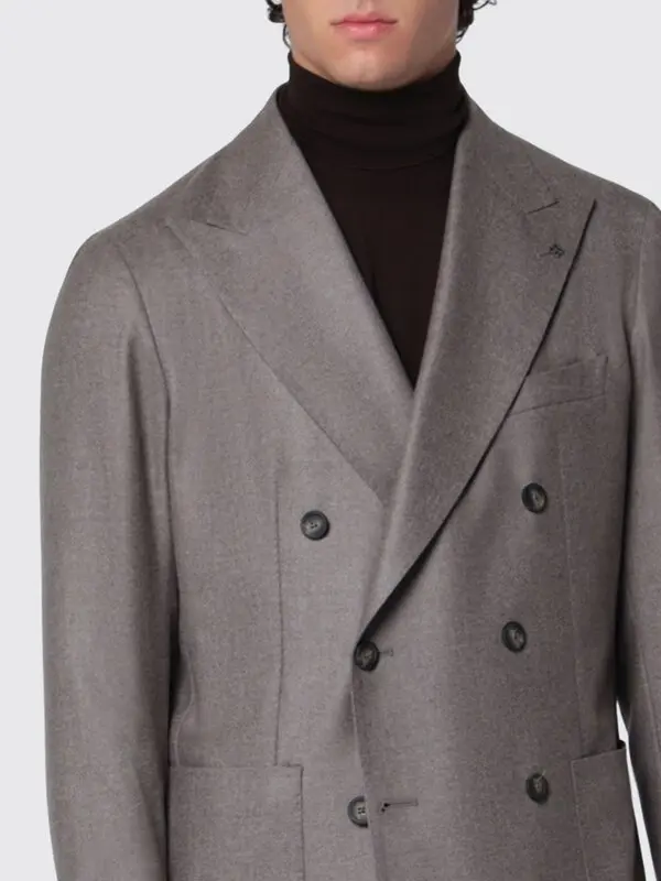 Tagliatore Double-breasted Wool And Cashmere Blazer With Peak Lapels - Grey