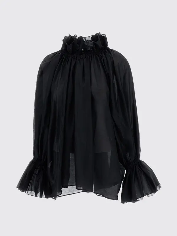 THELATEST Estelle Muslin Blouse With Ruffle Collar And Dropped Shoulders - Black
