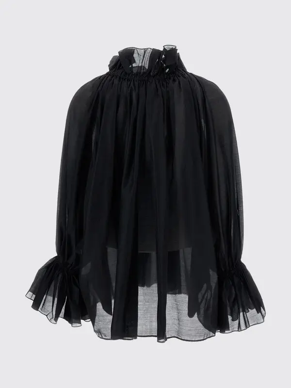 THELATEST Estelle Muslin Blouse With Ruffle Collar And Dropped Shoulders - Black