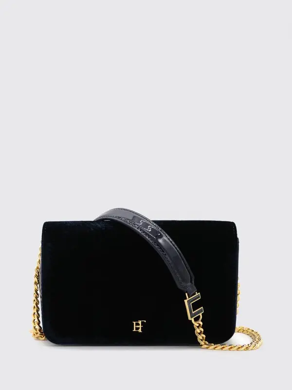 Elisabetta Franchi Python Print Velvet Mini Crossbody Bag - Blue
