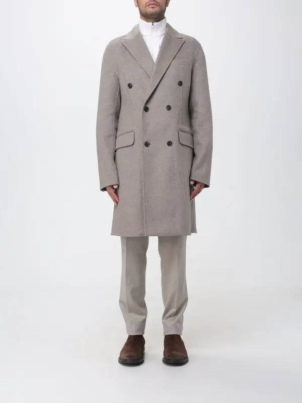 Luciano Barbera Knee-length Double-breasted Coat In Wool And Cashmere