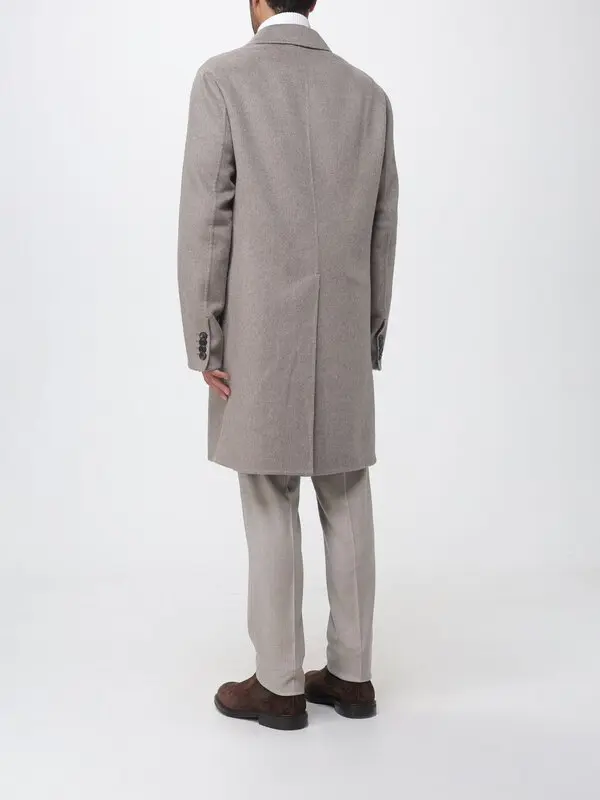 Luciano Barbera Knee-length Double-breasted Coat In Wool And Cashmere