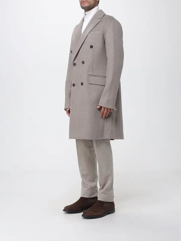 Luciano Barbera Knee-length Double-breasted Coat In Wool And Cashmere