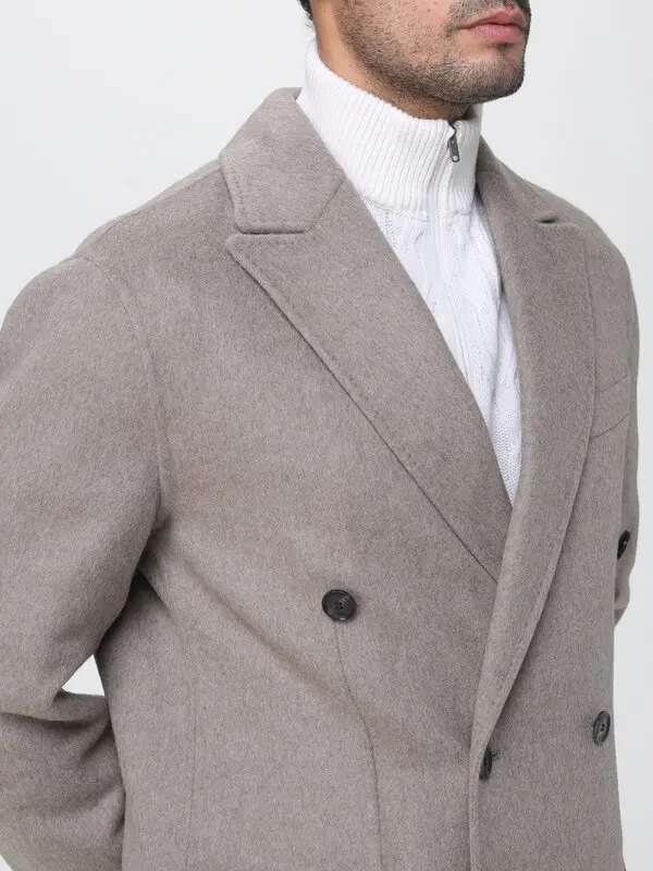 Luciano Barbera Knee-length Double-breasted Coat In Wool And Cashmere