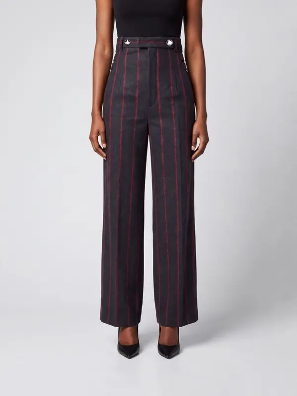 VIVIENNE WESTWOOD Lauren High-waisted Wide-leg Trousers In Striped Wool Blend