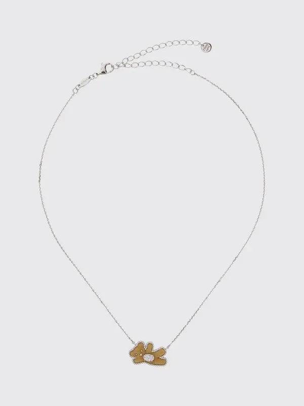 YVMIN Sterling Silver Teddy Bear Pendant Choker With Zircons For A Pop Style - Beige