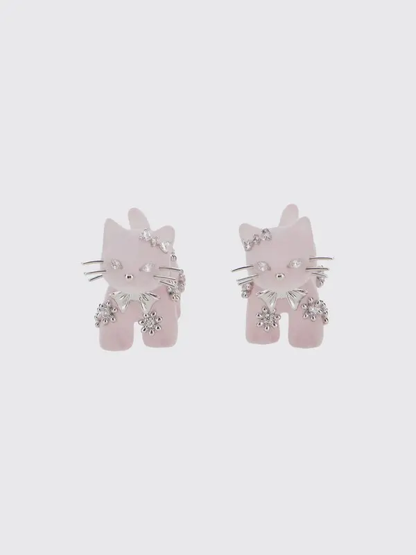 YVMIN Paradise Pendant Earrings In 18kt Gold-plated Brass With Crystals - Pink