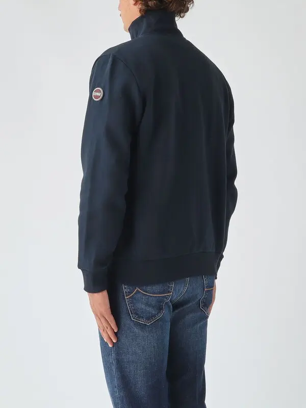 COLMAR High Neck Full-zip Cotton Blend Sweatshirt With Contrast Logo - Navy