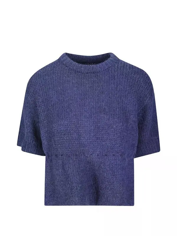 THIBAULT VAN DER STRAETE Cropped Short-sleeve Sweater - Blue