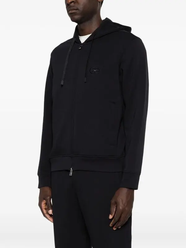 Emporio Armani Logo Cotton Hoodie - Blue