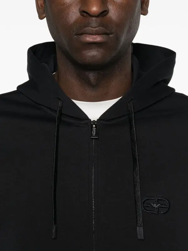 Emporio Armani Logo Cotton Hoodie - Blue