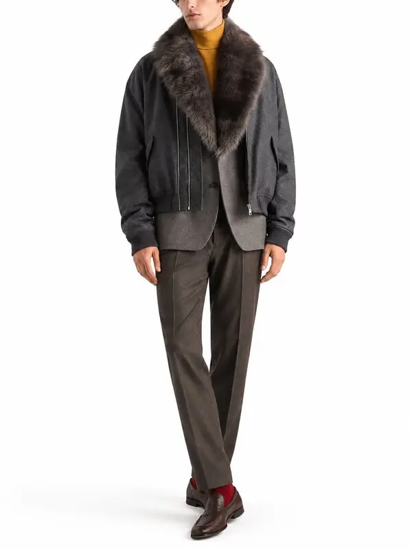 Dolce & Gabbana Bomber In Flanella Di Lana Imbottito