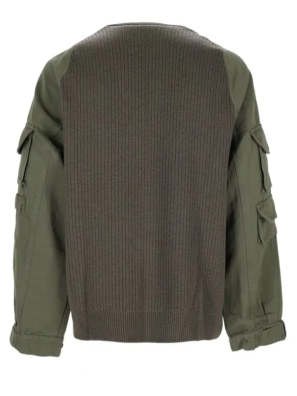 Balmain Maglia Cargo In Lana Con Inserti In Cotone