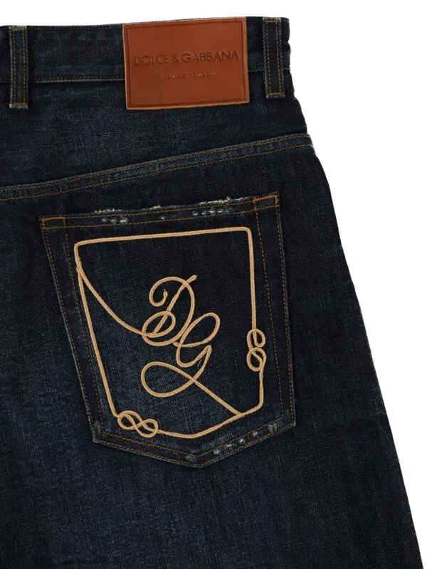 Dolce & Gabbana Jeans In Denim Con Logo Ricamato