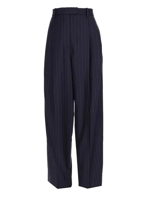 Givenchy Pantalone A Righe Con Doppia Piega In Lana